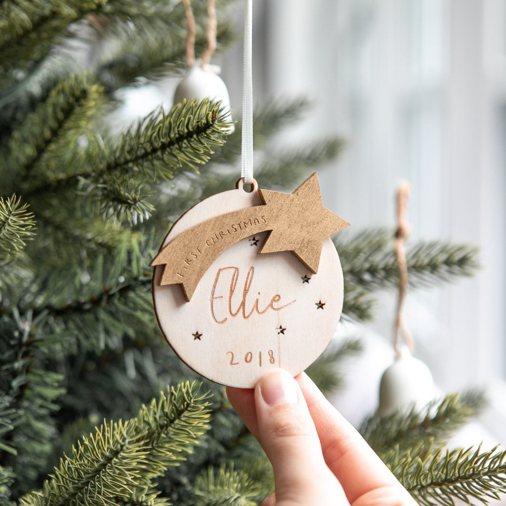 A beautifully handmade First Christmas Star Bauble, created to order by ...