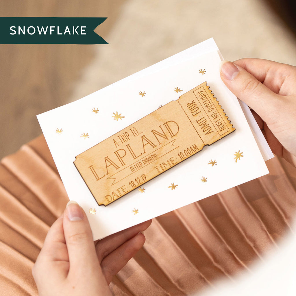 Personalised Wooden Ticket Christmas Card | Clouds and Currents