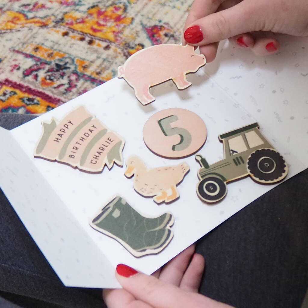 Personalised Farm Magnets Birthday Card | Clouds & Currents